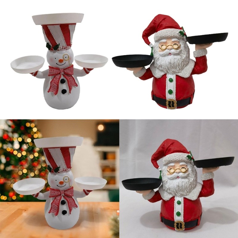 Festive Snacks Decorative Santa Rack Christmas Dish Holder Snowman Tray ...