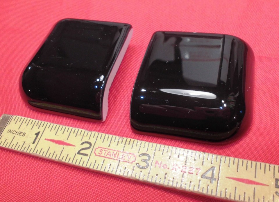 2 pcs. *Glossy Black* 2" X 2" X 5/8" Ceramic Bullnose Radius Corner ...
