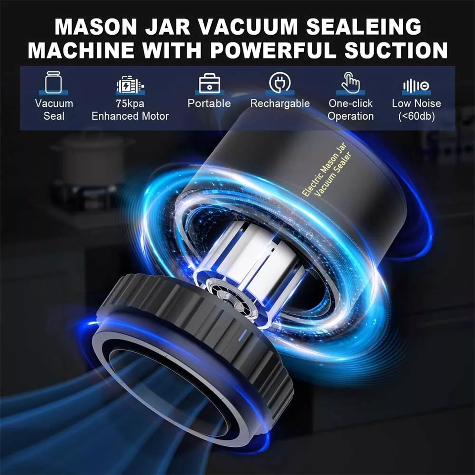 Electric Mason Ever Jar Vacuum Sealer Kit for Wide Mouth & Regular ...