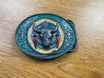 Vintage Enameled Bull Head Belt Buckle (1991) | eBay