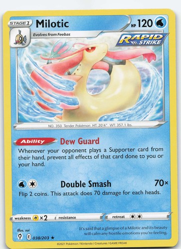 Milotic 038/203 Rare Normal SWSH07: Evolving Skies NM Pokémon | eBay