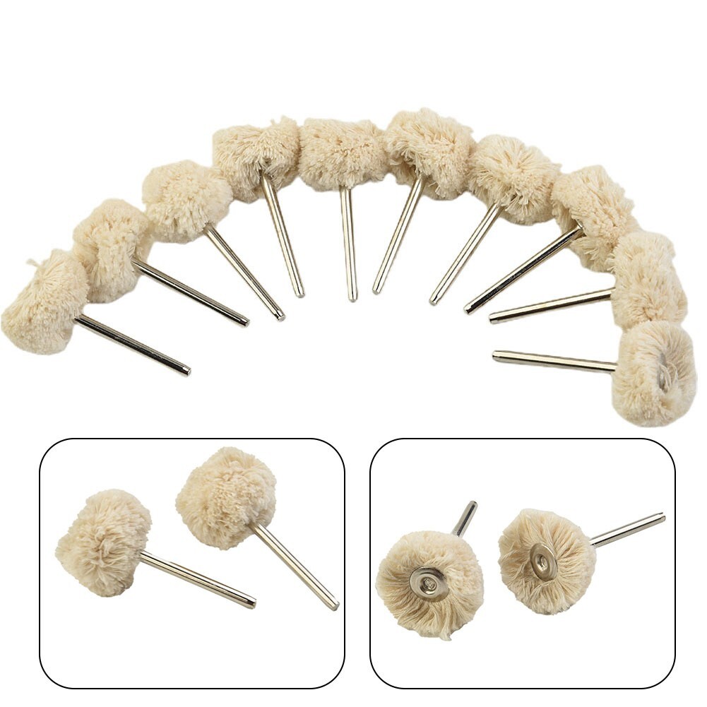 10 X Woolen Thread Polishing Wheels Buffing Pads With Shank For Rotary ...
