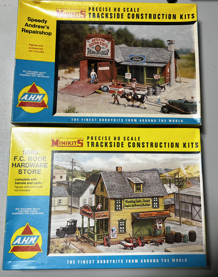 Lot of 2 Minikits AHM Vintage HO Scale Train House Building Set in box ...