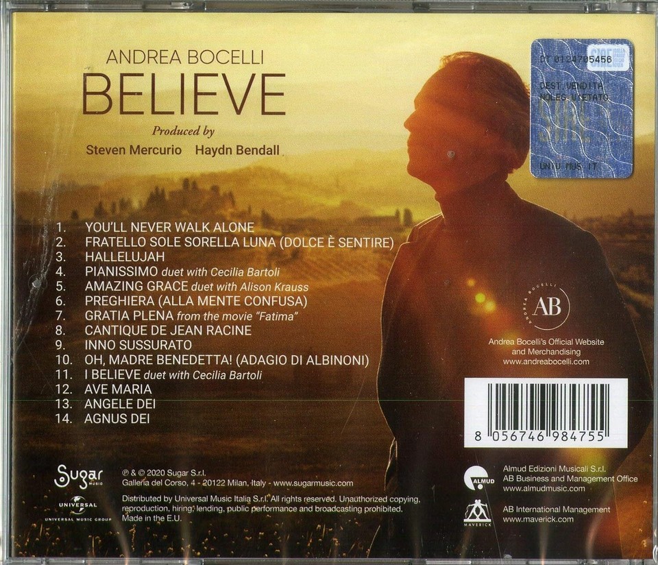 Andrea Bocelli Believe (CD) 8056746984755 | eBay