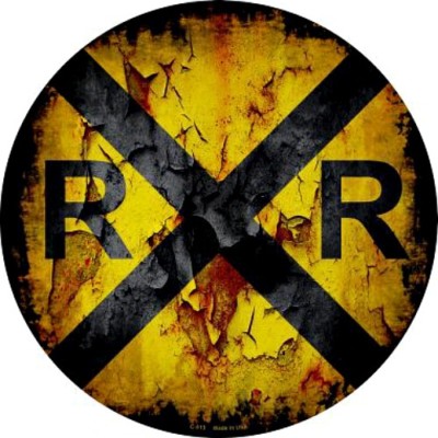 Railroad Crossing Weathered Look 12" Round Metal Sign Retro Home Wall ...