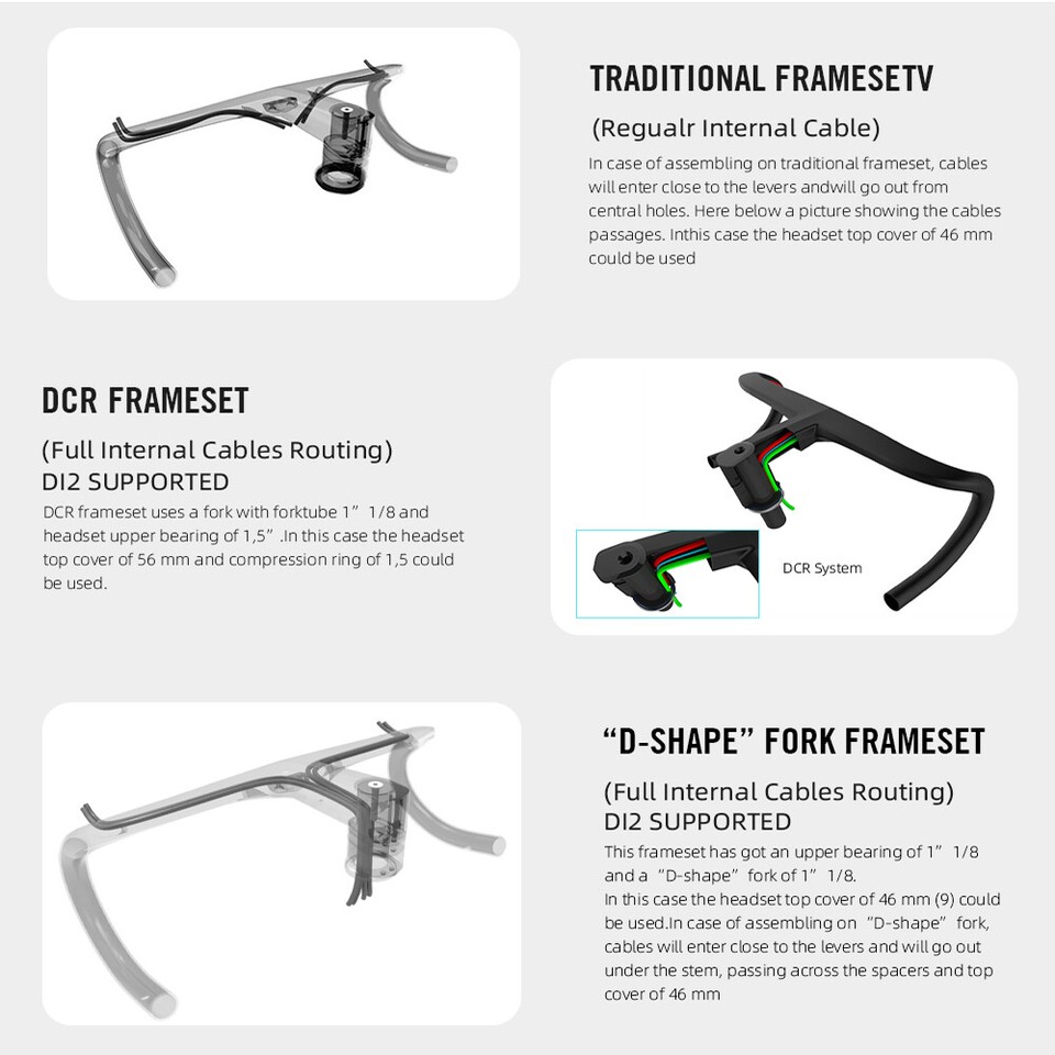 Full Internal Cable Routing Road Bicycle Integrated Handlebar ...