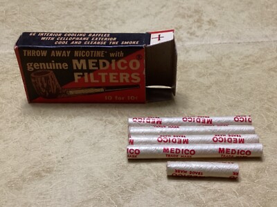 Vintage Medico Pipe Holder 4 New Filters w/ Box 66 Baffles Cellophane ...