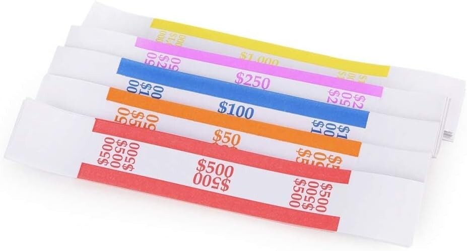 250Pcs Self Sealing Currency Band Bundles Straps Money Bill Wrappers ...