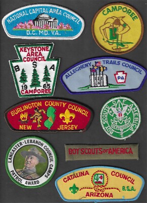 Lot of 9 Vintage BSA patches Keystone Area Council Catalina etc (Group ...