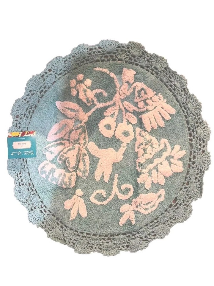 The Pioneer Woman Mazie Floral Crochet round Cotton Bath Rug, Classic ...