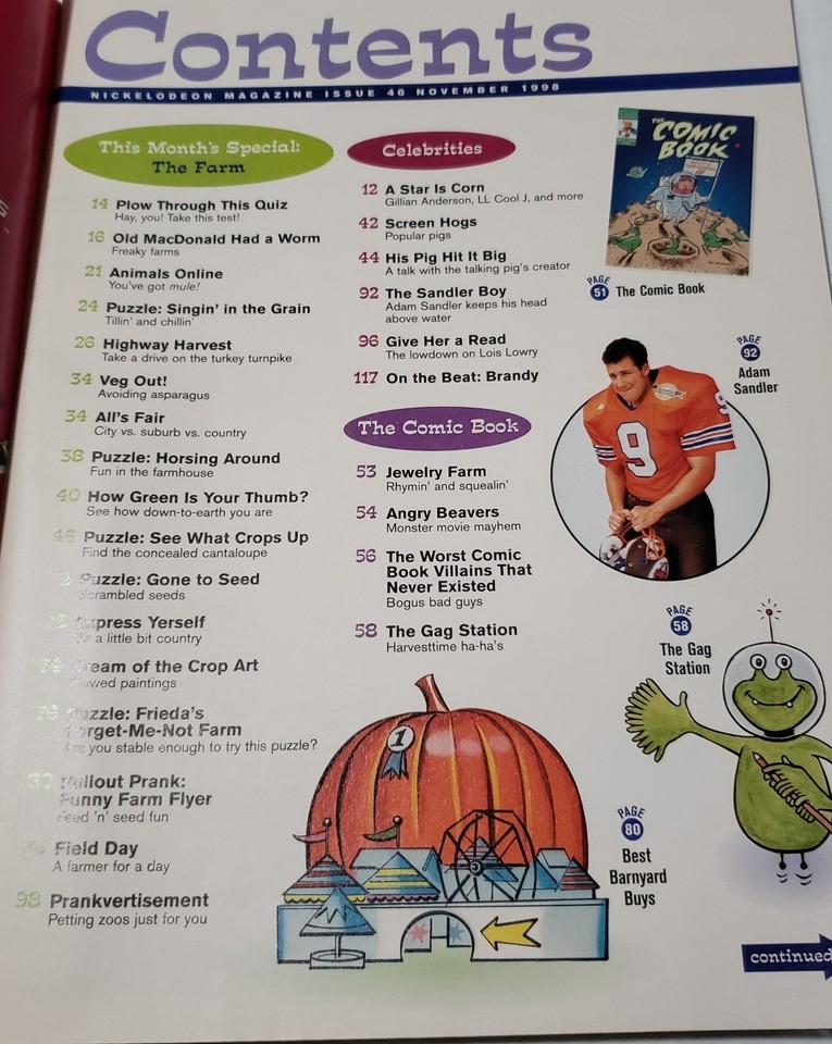Nickelodeon Magazine November 1998 Rugrats Movie Farm Issue Adam ...