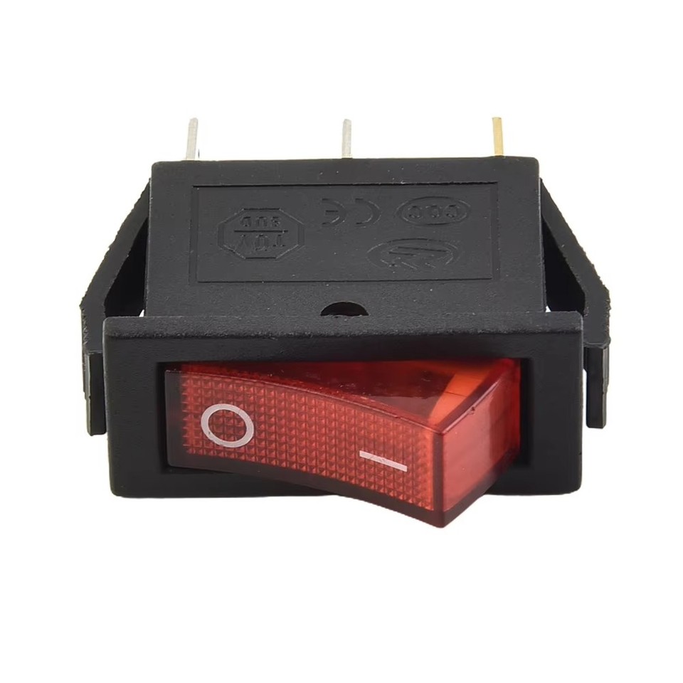 Red Skinny Rectangle Rocker Switch Thin 3-Pin LED Light 120V AC ON/OFF ...
