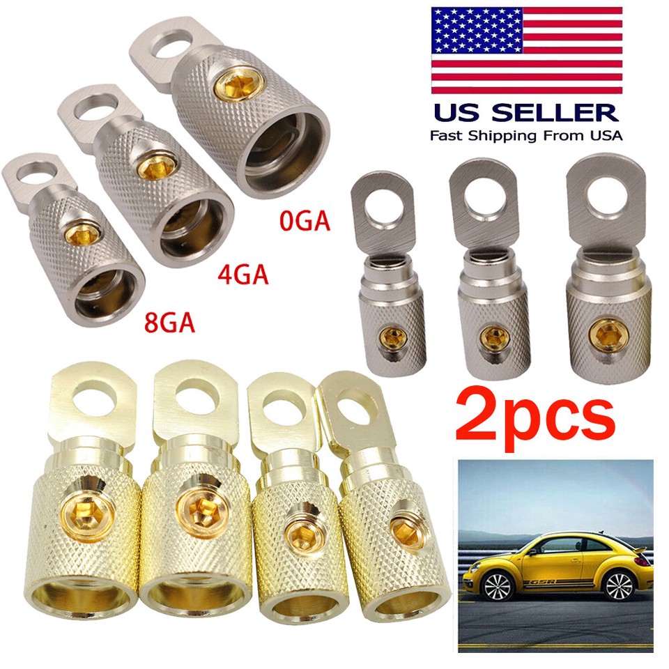 2/4pcs Car Power Ground Wire Coupler Butt Connector 0 /4 /8 Gauge Screw ...