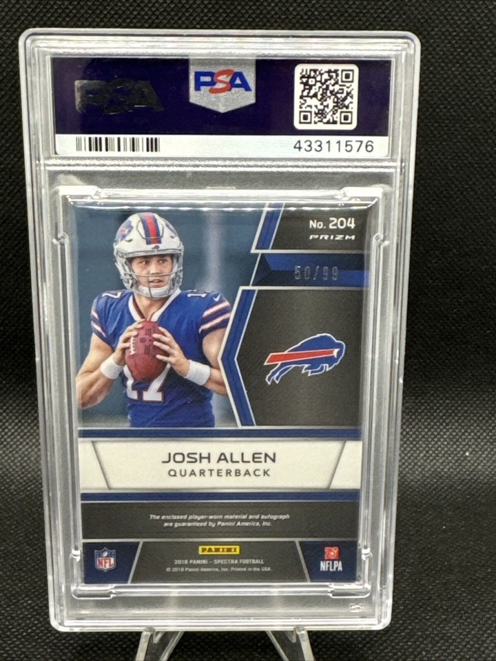 2018 Panini Spectra Josh Allen Autograph Auto Rookie RPA PSA 9 MINT 4 ...