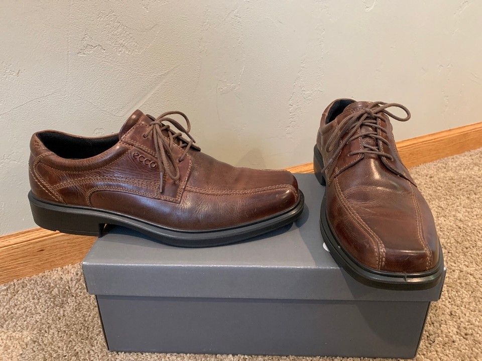 Men’s Size 10-10.5 Ecco Helsinki Bike Toe Lace Up Brown Oxfords Dress ...