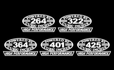 2 HP NAILHEAD V8 DECALS 264-322-364-401-425 CUBIC INCHES CID EMBLEMS ...