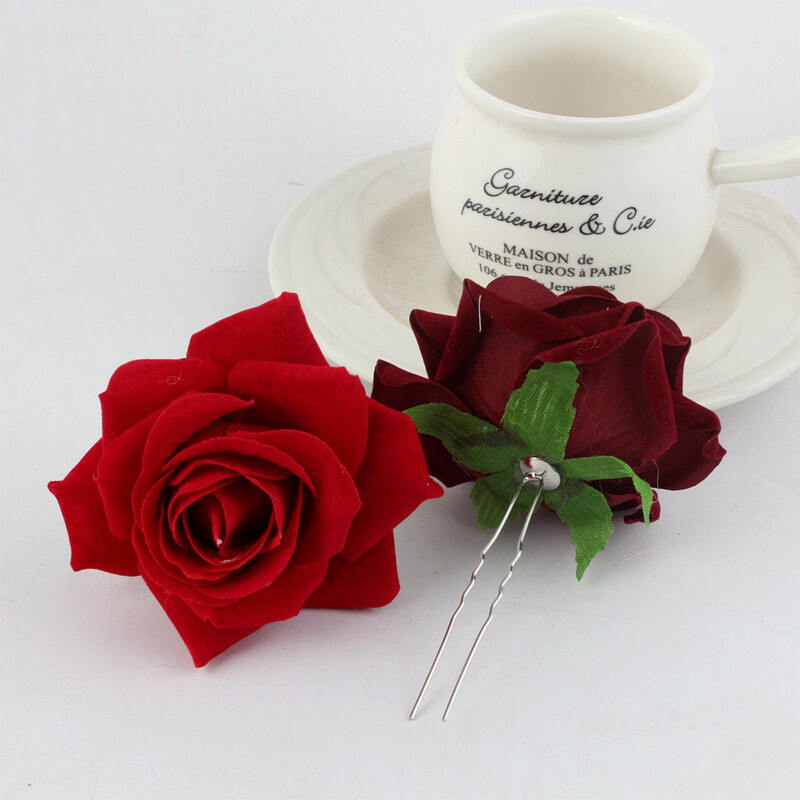 Romantic Fancy Rose U-shaped Pin Flower Barrette Clip Hairpins Wedding ...