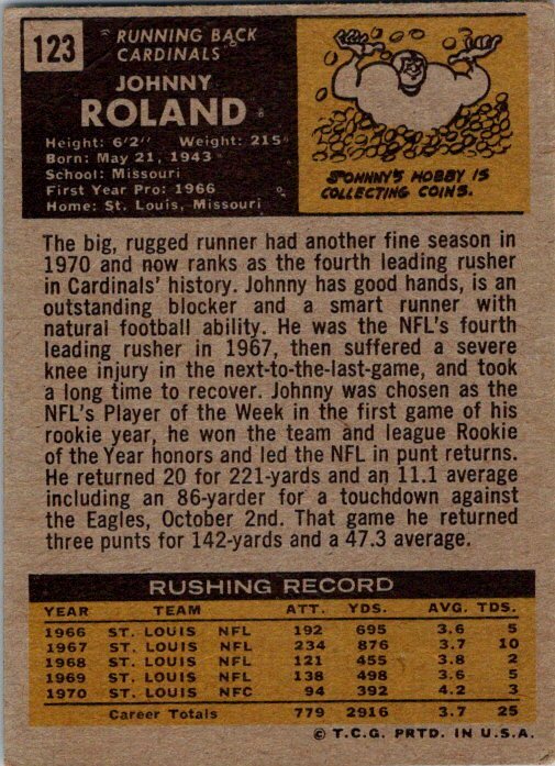 1971 Topps #123 Johnny Roland | eBay