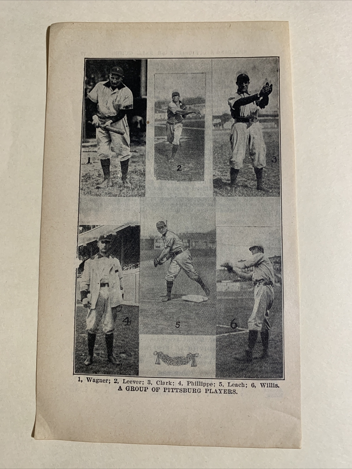 Pittsburgh Pirates Honus Wagner Vic Willis Clarke 1907 Baseball 4X6 ...