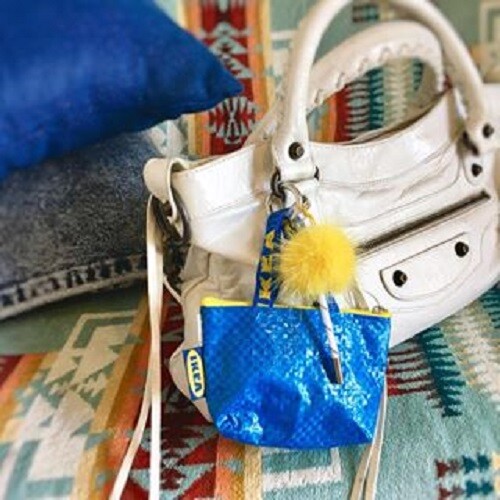 IKEA KNÖLIG Keychain Zipper Bag Chain Key Ring Frakta Small Blue Coin ...