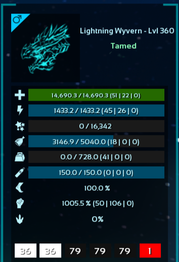 ARK Survival Ascended PvE Top stats Vampire Lightning Wyvern 1005m PC ...