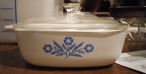 VTG. Corningware P-1-B Blue Cornflower 8x8x1 3/4 casserole dish with ...