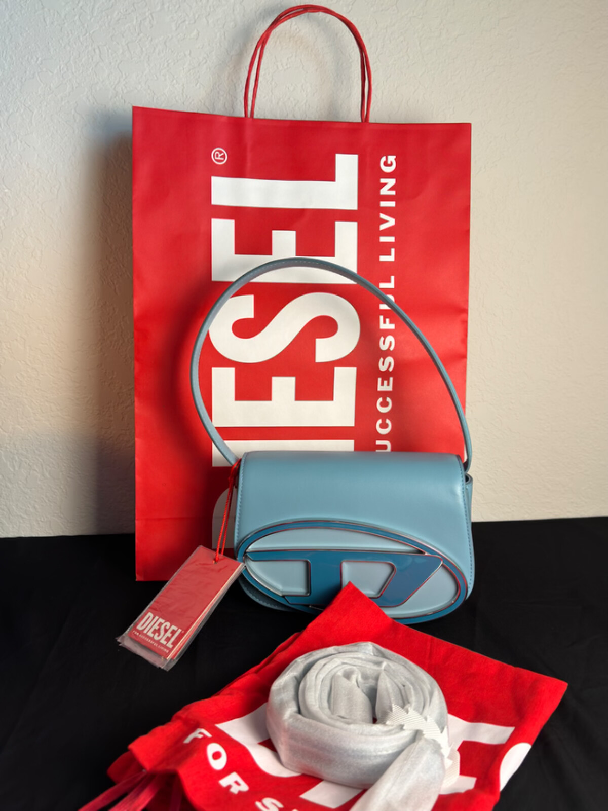 DIESEL 1DR SHOULDER BAG LIGHT/BLUE IN NAPA LEATHER | eBay