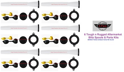 6 Pack BLITZ Gas Can SPOUTS & PARTS KITS Free Air Breather Vents TOUGH ...