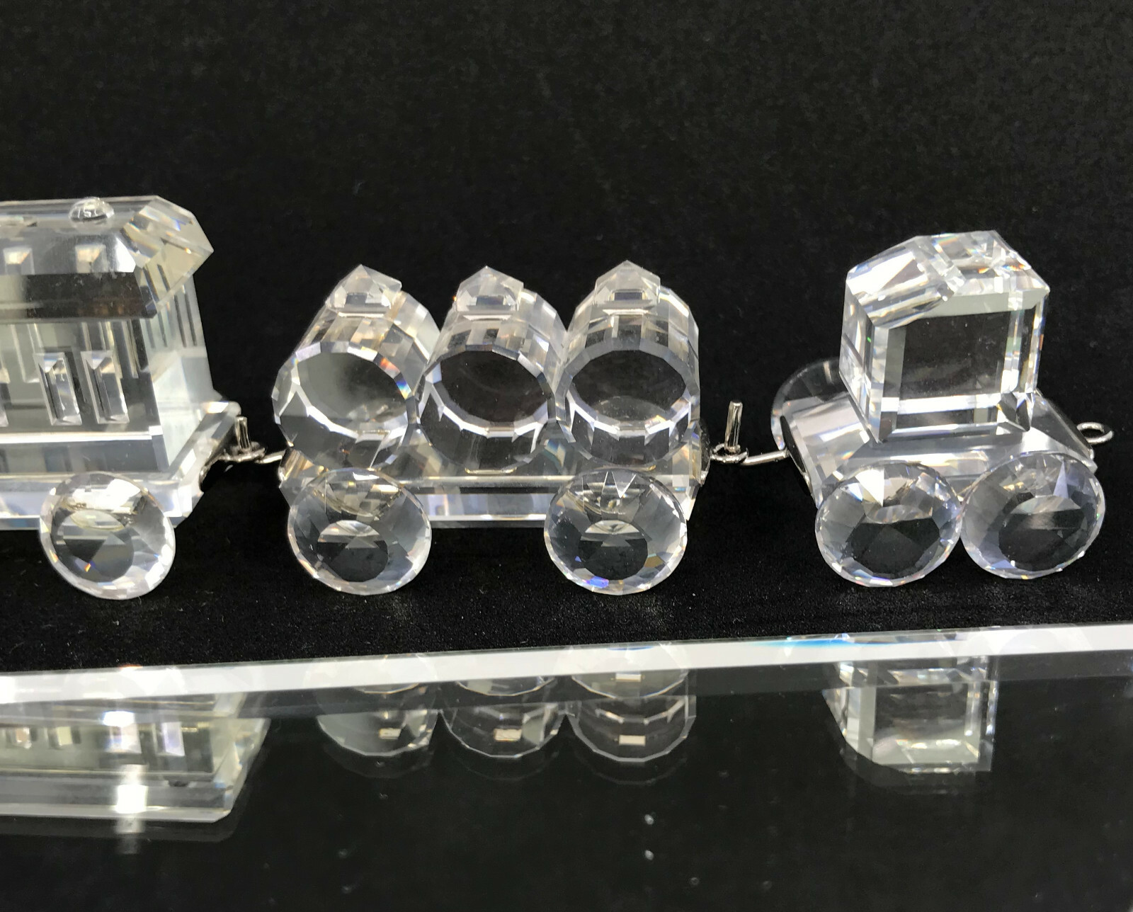 Swarovski Crystal Large Train set 4 Cars w Mirror Painted Tracks 1988 ...