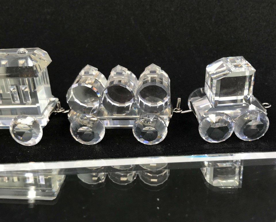 Swarovski Crystal Large Train set 4 Cars w Mirror Painted Tracks 1988 ...