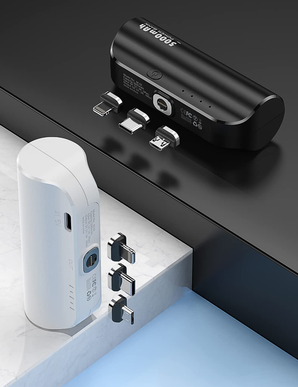 Mini Portable Charger 5000Mah Built-In 3-Type Magnetic Charging Heads ...