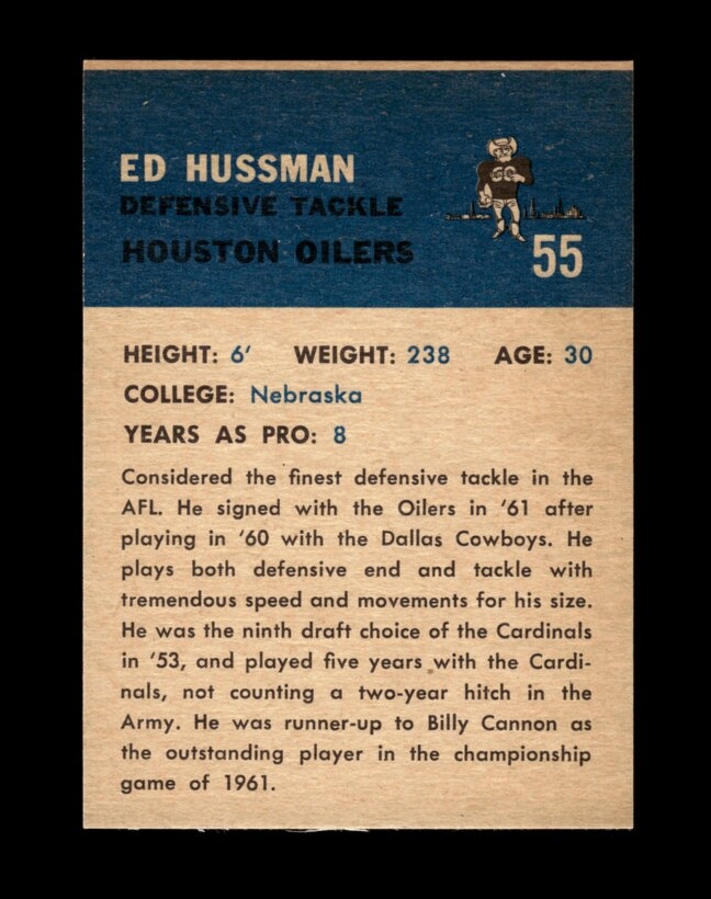 1962 Fleer Set-Break # 55 Ed Husmann EX-EXMINT *GMCARDS* | eBay