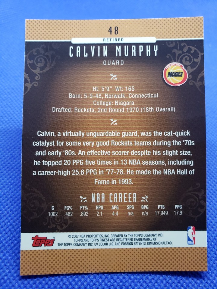 2006 Topps Finest CALVIN MURPHY Basketball card HOUSTON ROCKETS Niagara ...