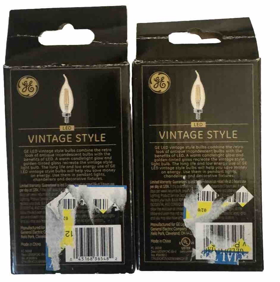 GE LED Vintage Style Warm Candle Dimmable Light 60w Amber 400 Lumens 4 ...