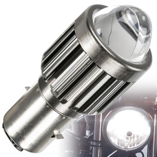 12V BA20D LED Headlight Bulb Lens For Motorcycle DRL Hi/Lo Beam Xenon ...