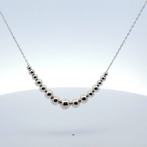 Sterling Silver Graduated Floating Bead 20" Necklace 2.6 Grams | eBay