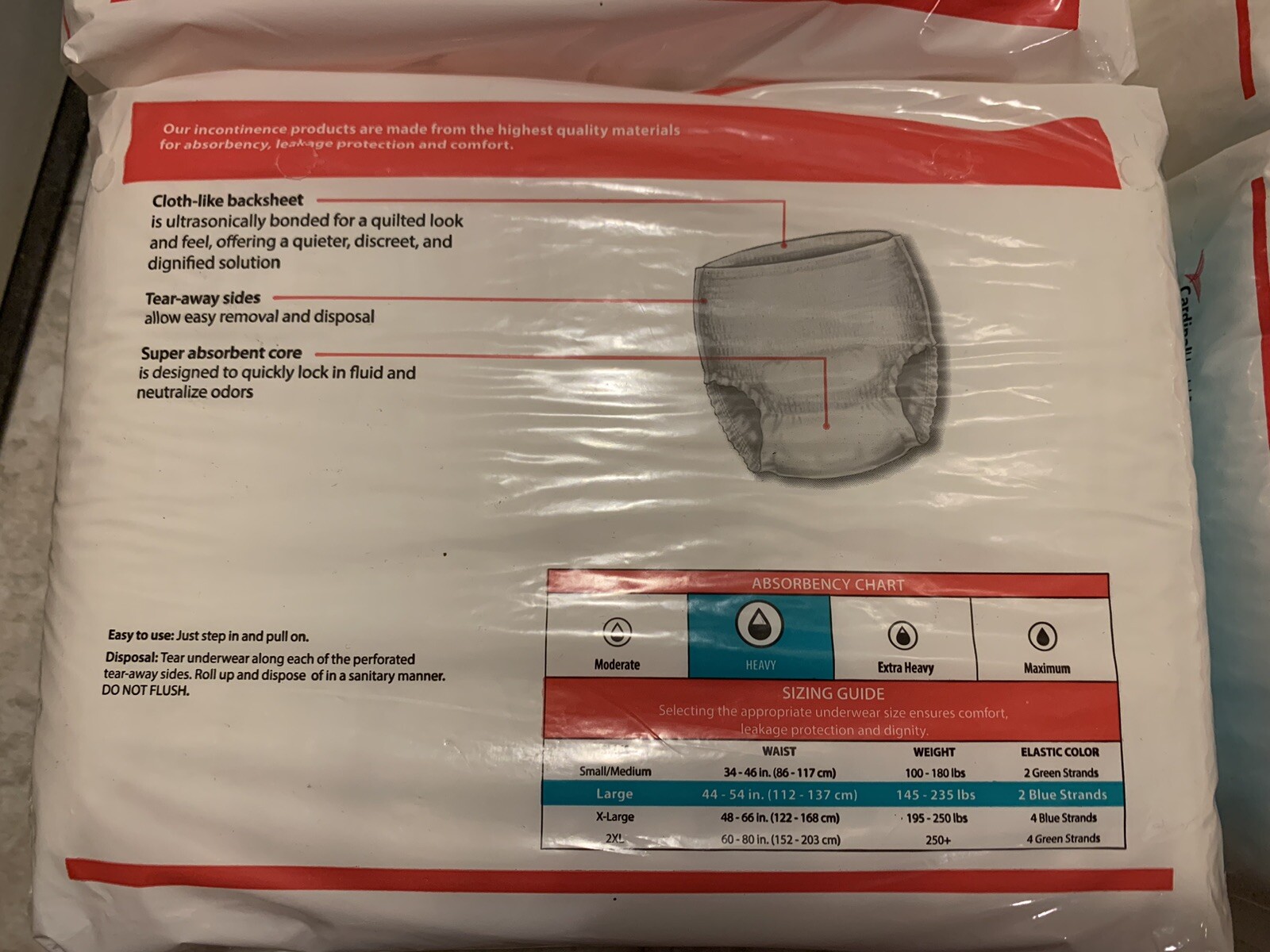 72 Count Cardinal Sure Care 1615A Adult Unisex Disposable Pull Up ...