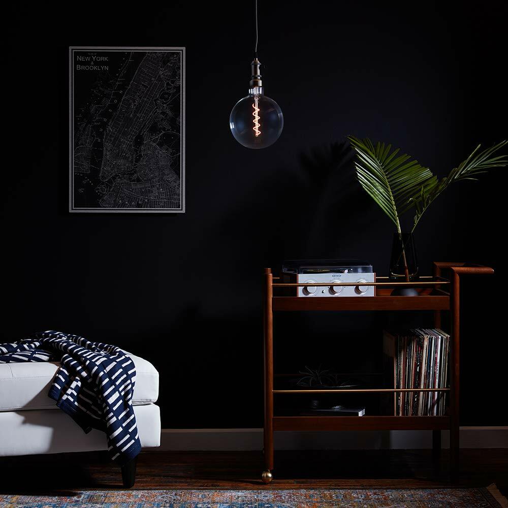 GE Globe LED Vintage Light Bulb, Spiral G63 Clear Glass LED Edison Bulb ...