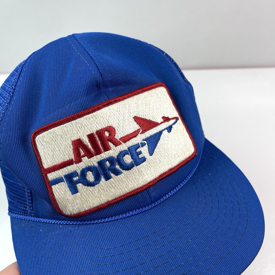 Air Force Fighter Jet Patch Vintage Trucker Hat Cap Blue Mesh Snapback ...