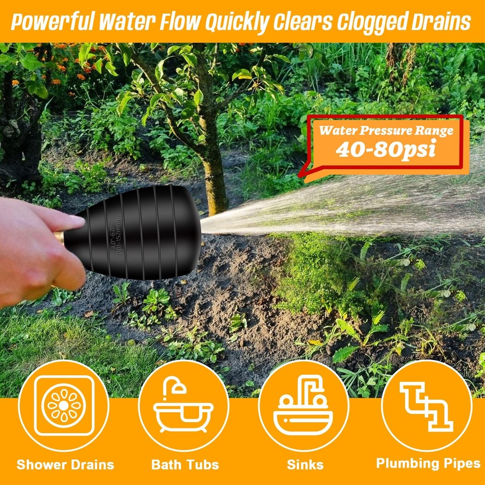 3 Pack Drain Bladder Fits 1" to 6" Drain Pipe, Drain Cleaning Bladders ...