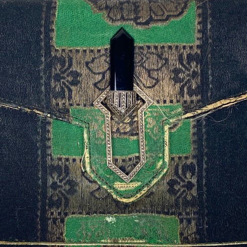 1920s Antique Art Deco Clutch Purse Rhinestone Obsidian w/ Mirror ...