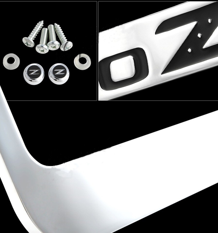 New chrome plated Nissan 350Z cast zinc license plate frame front rear ...