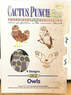 Cactus Punch Lite Owls Sewing Machine Embroidery Digitizing Designs CD ...