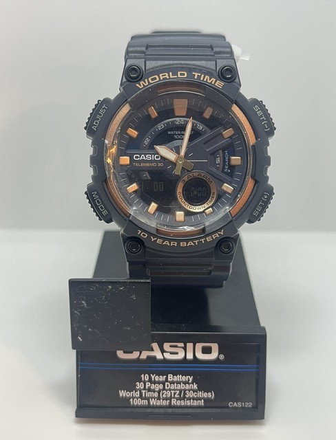 Casio Men's Quartz Date Indicator Blue Resin Band 42mm Watch AEQ110W ...