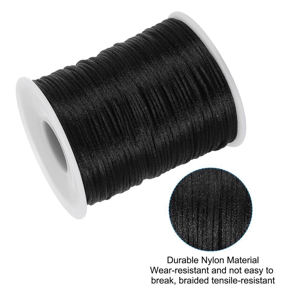 109Yard Nylon Satin Cord 1.5mm Beading String Braided Rope Black | eBay