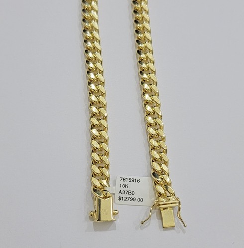 Real 10k Gold Necklace 8mm Miami Cuban Link Chain 26 Inch Men's 10KT ...