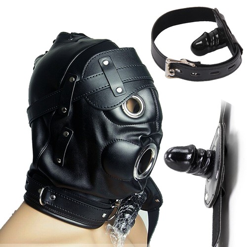 Bondage Padded Muzzle Head Riding Hood Harness Gag Open Mouth Gimp BDSM ...
