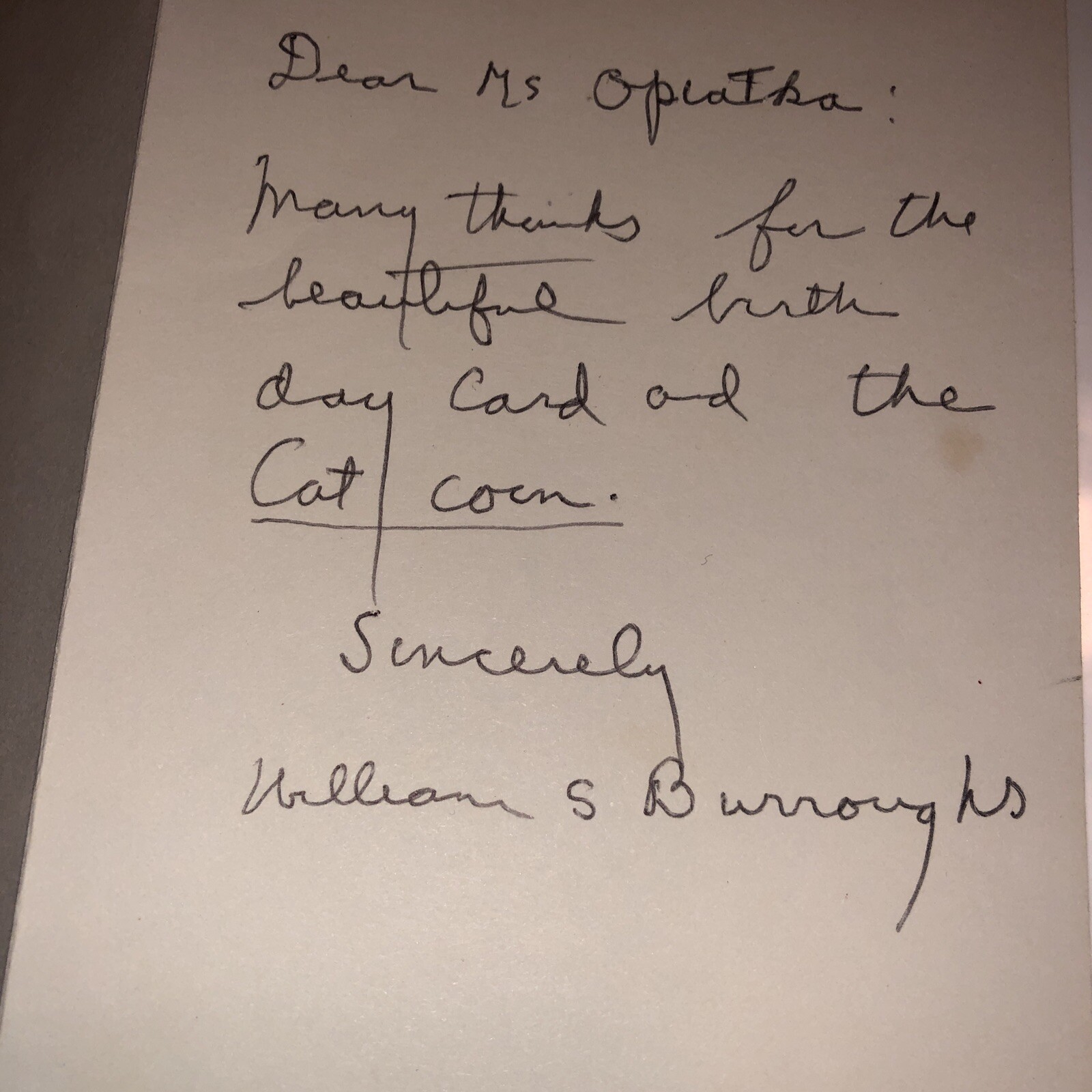 WILLIAM BURROUGHS 1975 RARE HANDWRITTEN SIGNED Postcard Kurt Cobain ...