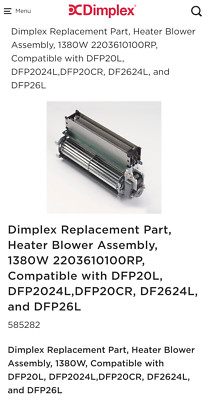 2203610700 - Dimplex RP Heater Blower Motor 120v 1440w 90c Cutout | eBay