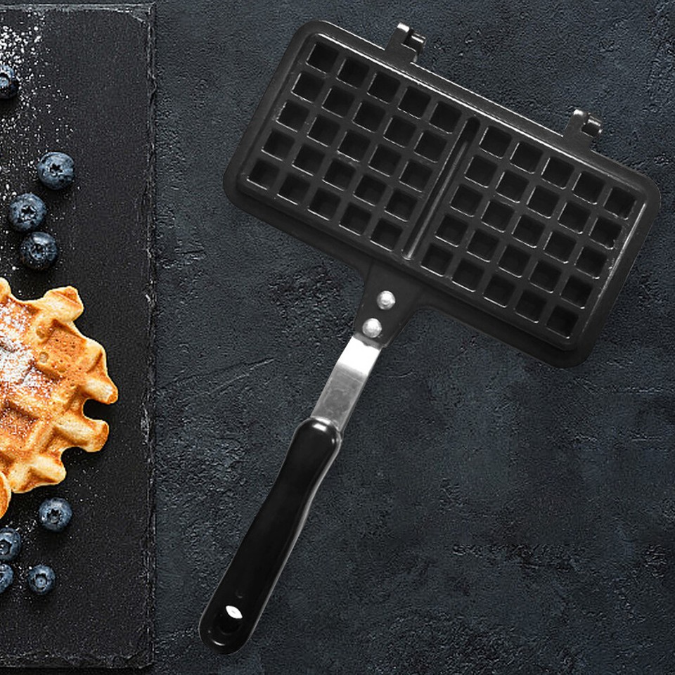 Rectangle Stove Top Waffle Maker Pan Non-Stick Cast Aluminum Waffle for ...